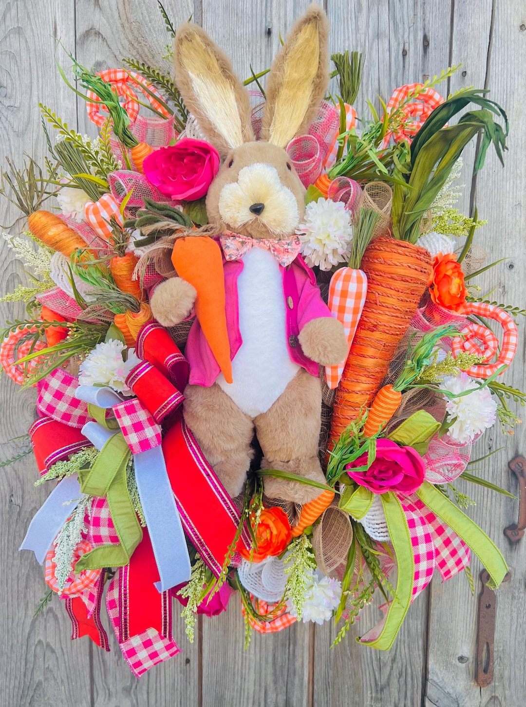 Easter Bunny Wreath With Carrots, Spring Wreath, Easter Wreath, Easter ...