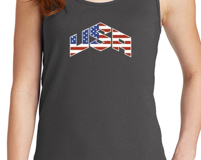 Women's American Distressed Heart Flag Core Cotton Tank - Etsy