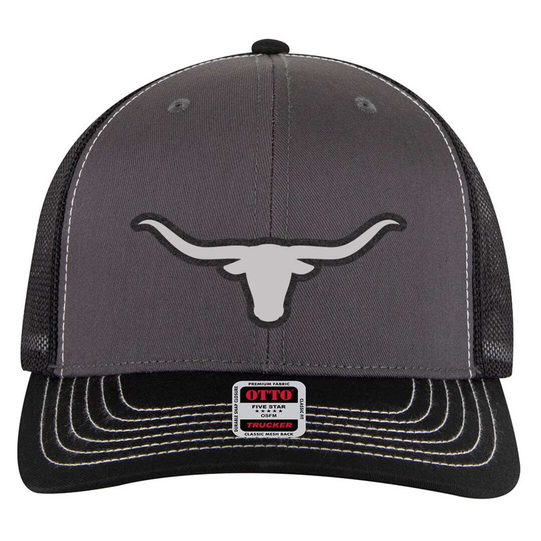 Longhorn Leatherette 6 Panel Mid Profile Mesh Back Trucker Hat - for ...