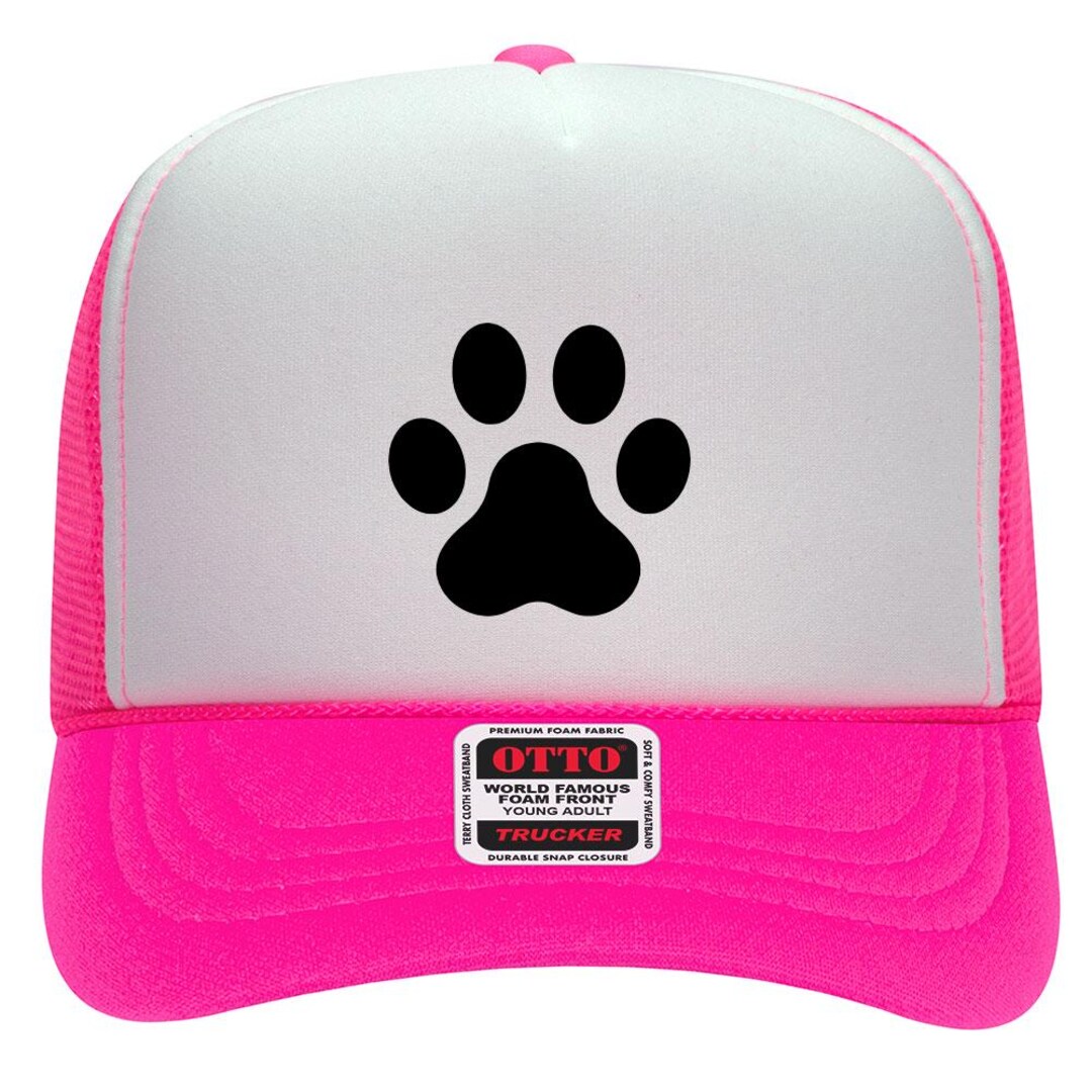 Youth Kid's Dog Paw Puff Printed 5 Panel High Crown Foam Mesh Back ...