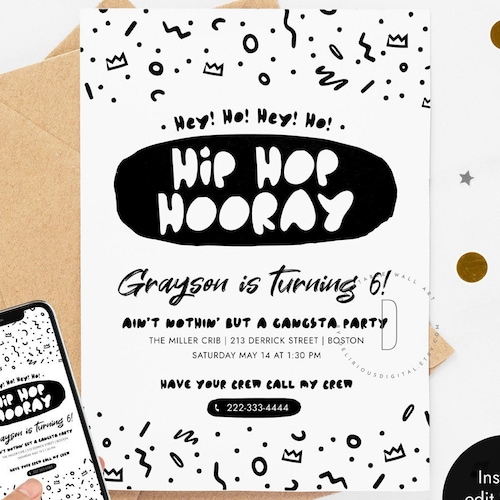 Hip Hop Dance Party Invitation Printable EDITABLE TEMPLATE - Etsy