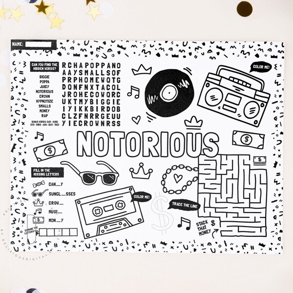 Notorious One Party Coloring Book - Etsy