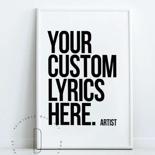 Custom Lyric Print Custom Lyric Poster Personalized Lyrics - Etsy