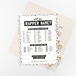 Hip Hop Party Game, Rap Birthday Activity, What's Your Rapper Name ...