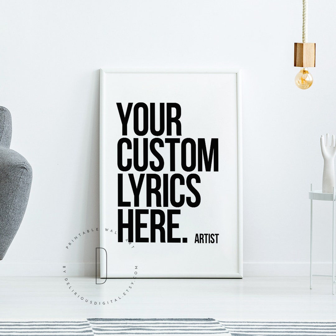 Custom Lyric Print, Custom Lyric Poster, Personalized Lyrics Print ...