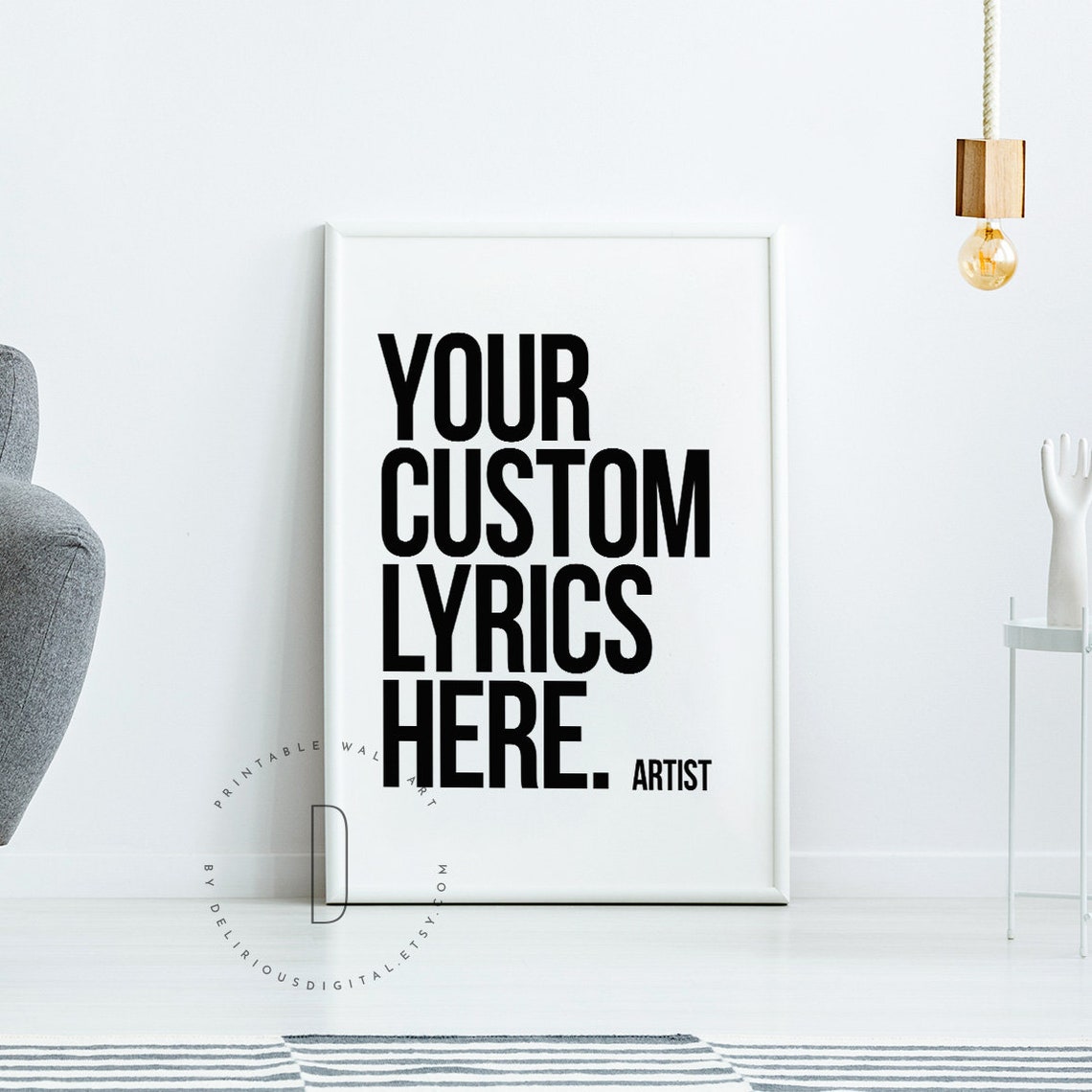 Custom Lyric Print Custom Lyric Poster Personalized Lyrics | Etsy