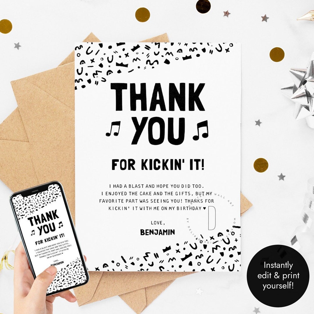Editable Hip Hop Thank You Card, Notorious One Birthday Decor Digital ...