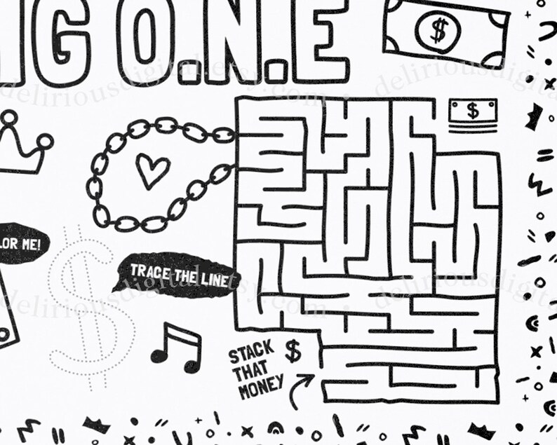 The Big One Party Decorations, Birthday Activity Placemat, Hip Hop ...