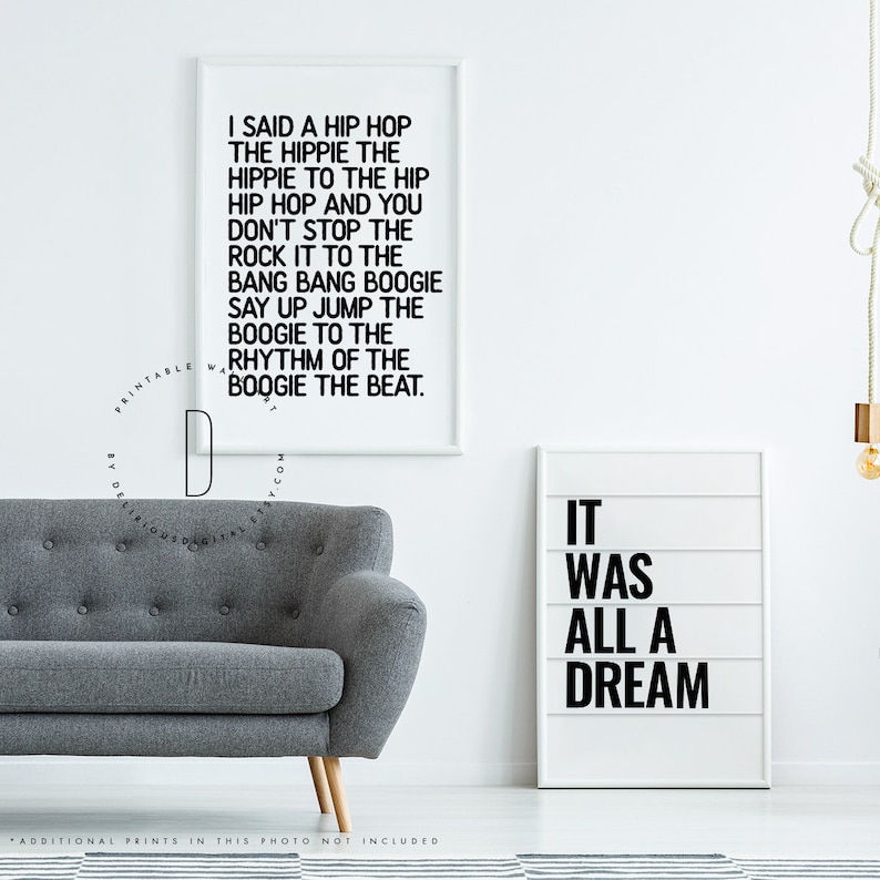 I said a hip hop the hippie Rap lyrics wall art Rap quote | Etsy