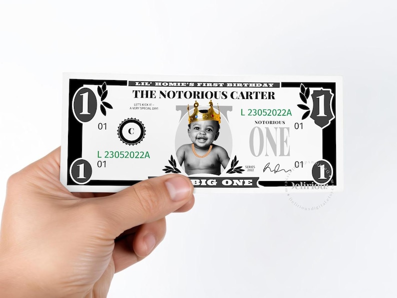 The Big One Dollar Bill, Hip Hop Birthday Money, Editable Play Cash ...