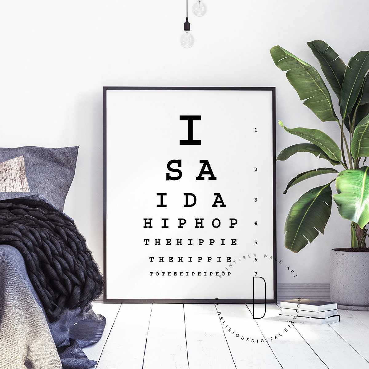 I Said a Hip Hop the Hippie Rap Lyrics Wall Art Rap Quote | Etsy