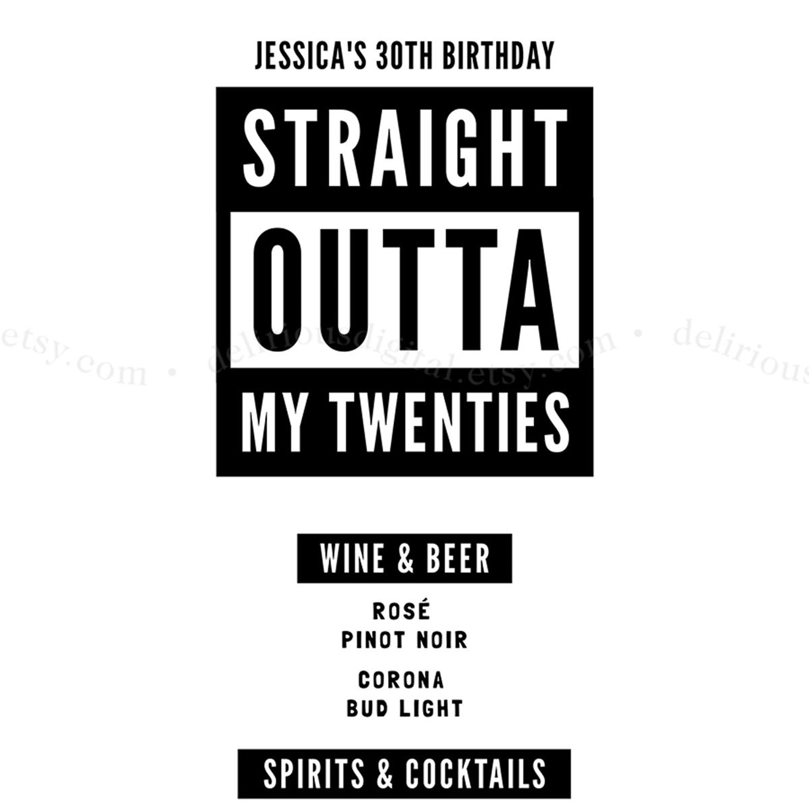 Straight Outta My Twenties Printable Birthday Sign Download - Etsy
