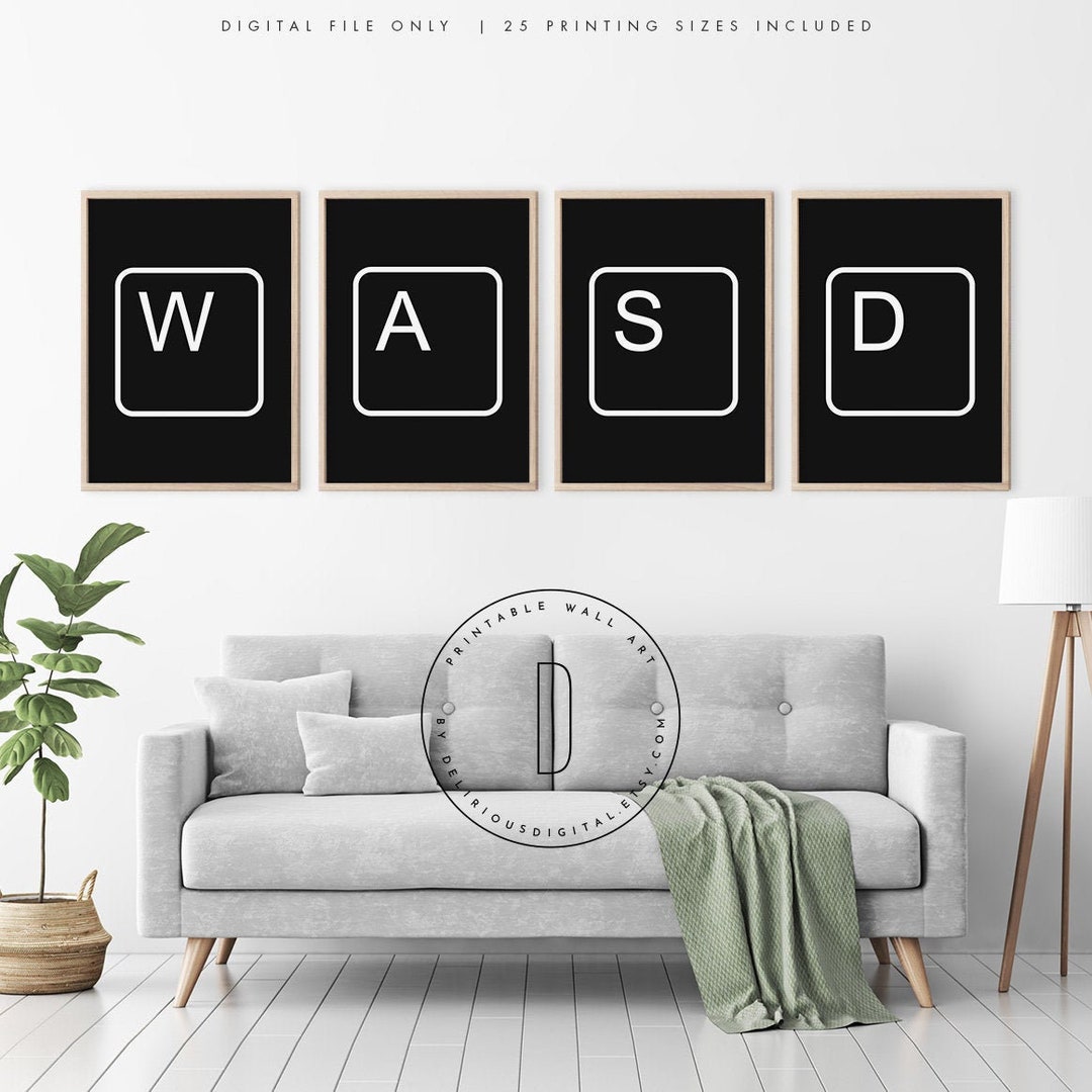 Pc Gaming Wall Decor, Pc Gamer Sign, WASD, Video Game Decor, Game Room ...