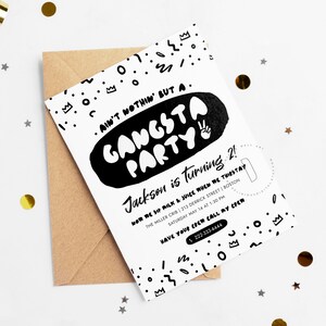 Editable Gangsta Party Invitation, 2 Legit to Quit Birthday, Two Legit ...