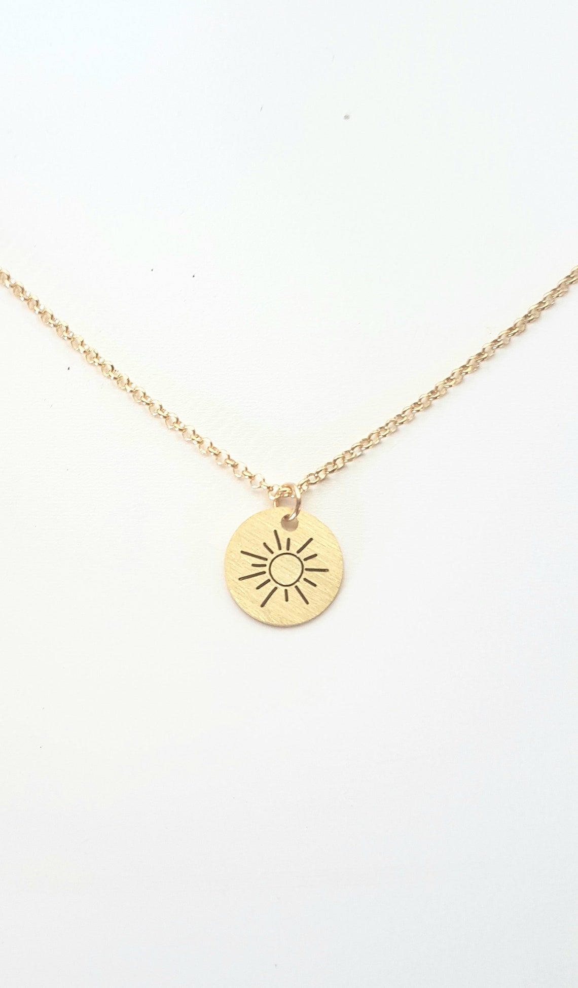14K Gold Sun Necklace 14K Dainty Gold Sunburst Necklace 14K | Etsy