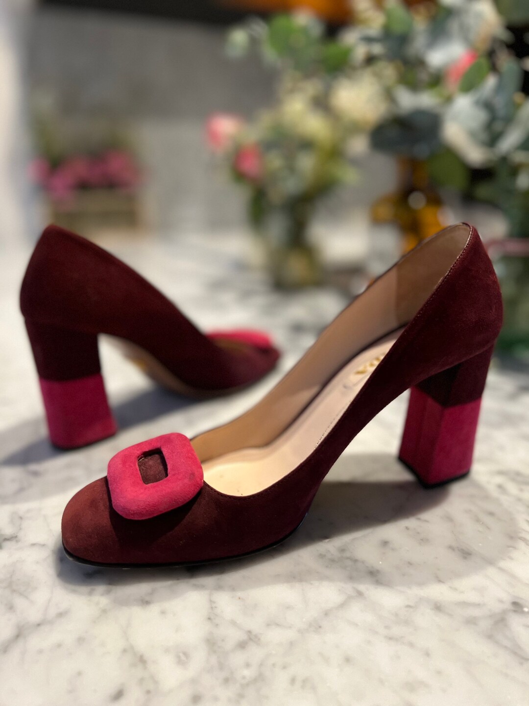 Designer Two Tone Suede Pumps - Etsy