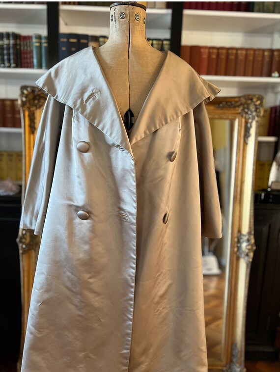 1950s duchess silk satin opera coat - Gem