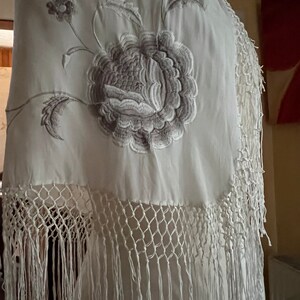 Machine Embroidered Silk Shawl - Etsy
