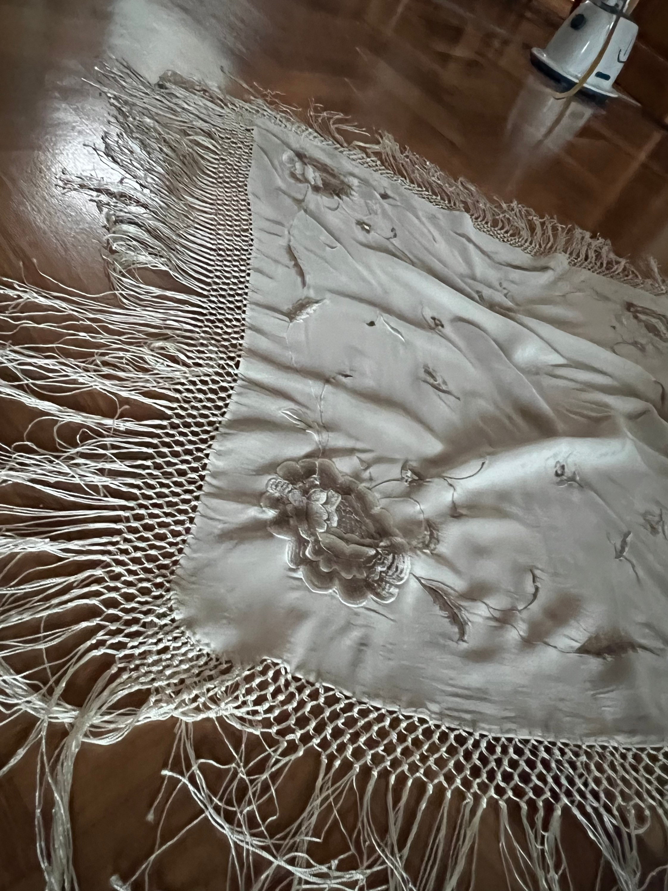 Machine Embroidered Silk Shawl - Etsy