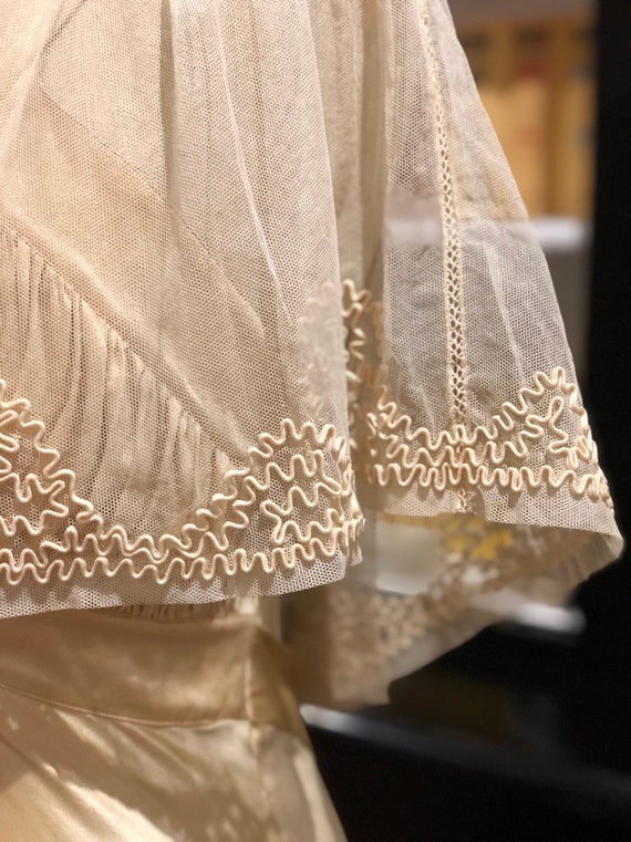 1930s cornelli work on tulle cape - Gem