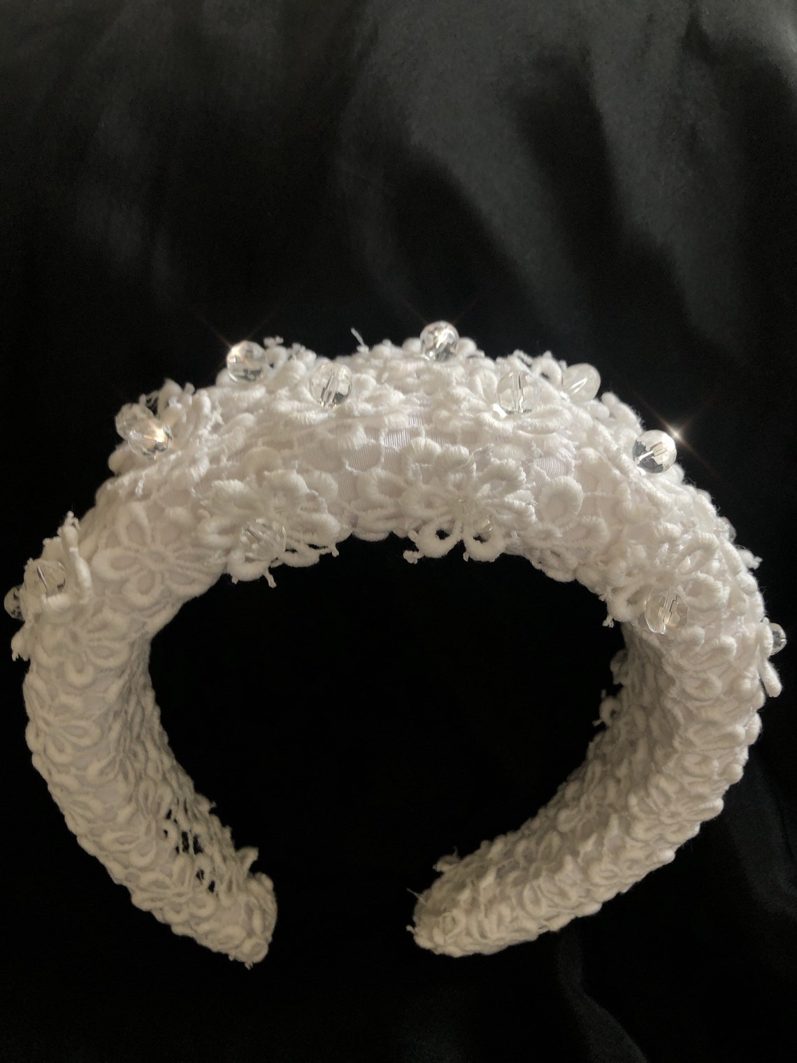 1960s white lace and crystal headband | Etsy