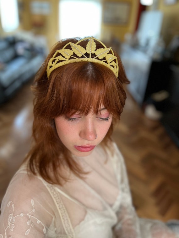 1920s deco celluloid tiara - Gem