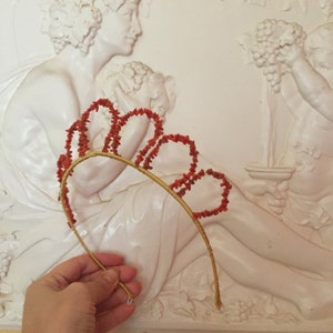 Hand Made Antique Coral Tiara Headpiece for Wedding Races or Evening ...
