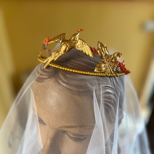 Handmade Antique Gilt Bird and Coral Tiara - Etsy