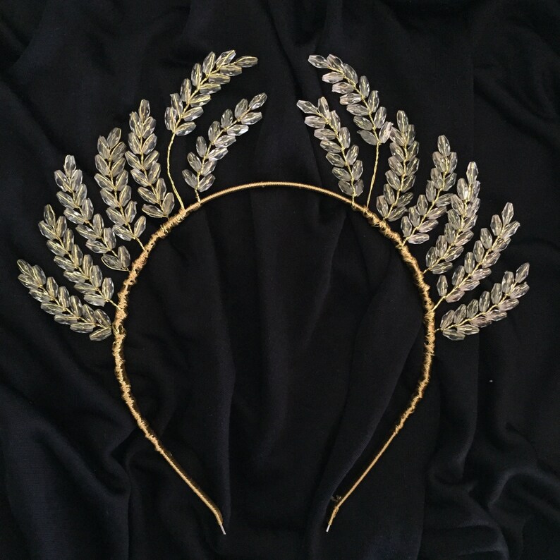 Handmade Vintage Beads Wheat Sheaf Tiara Headpiece Wedding or Races ...
