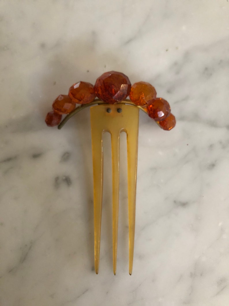 Hinged Faux Faceted Amber Hair Comb | Etsy
