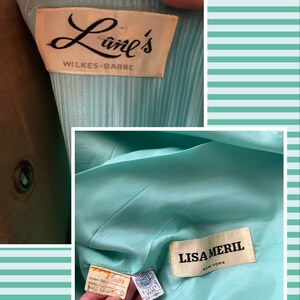 Exquisite 1960s Lisa Meril Aqua Blue Corded Silk and Beaded Empire ...