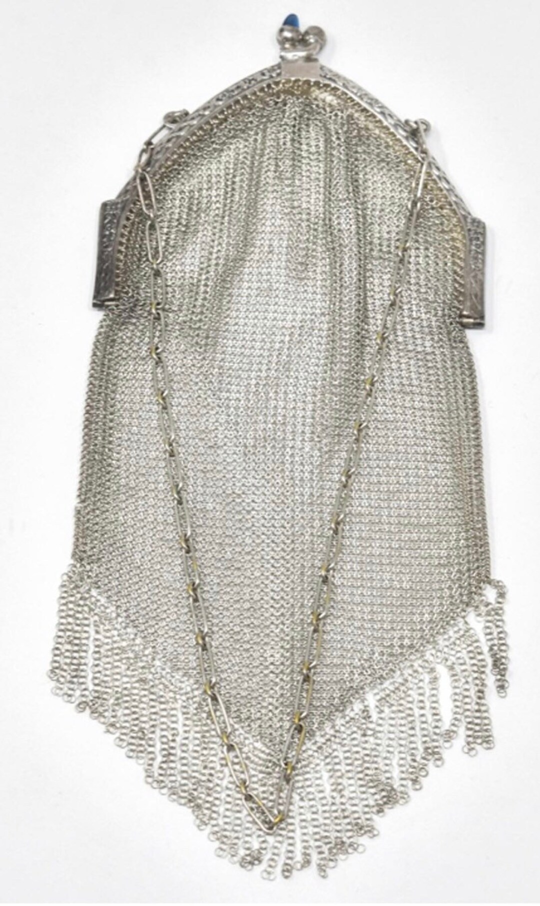 1920s Deco Silver Chain Mesh Purse With Blue Stone Kiss Lock - Etsy