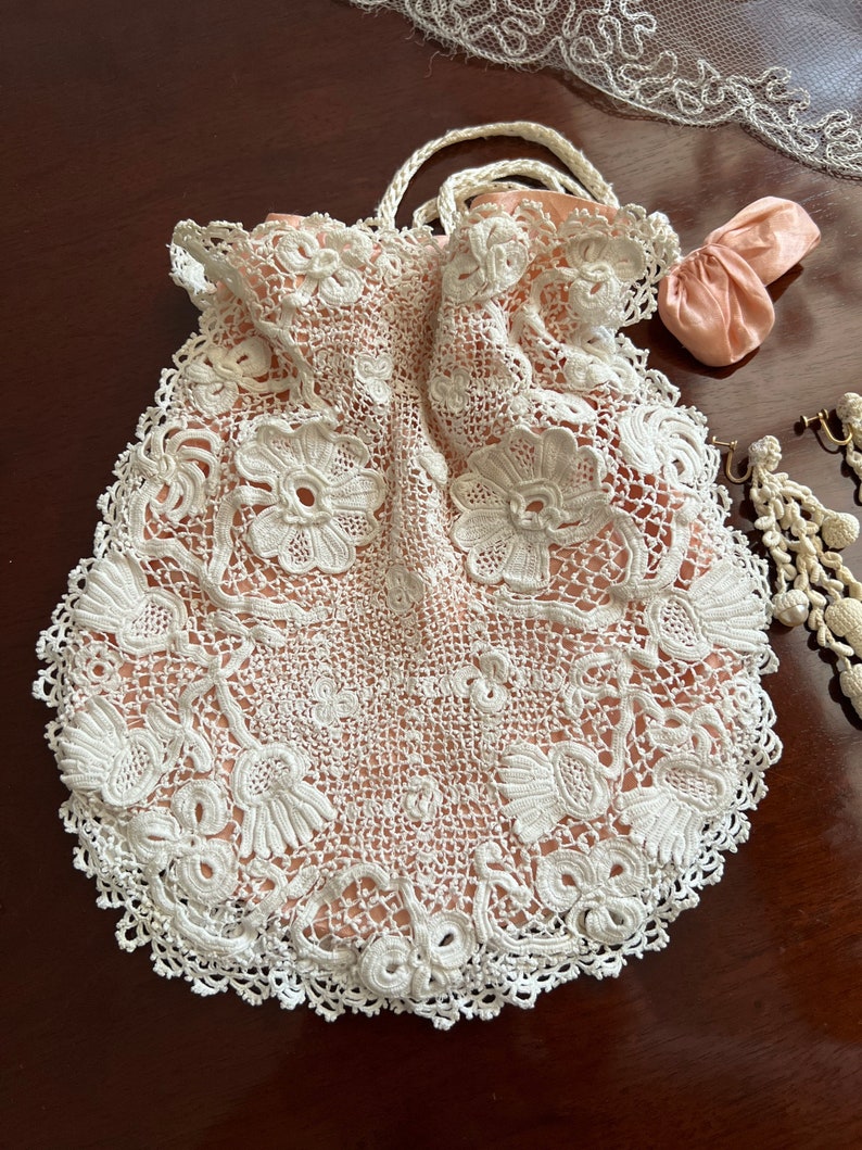 Antique Irish Crochet Bridal Purse With 14ct & Irish Crochet - Etsy
