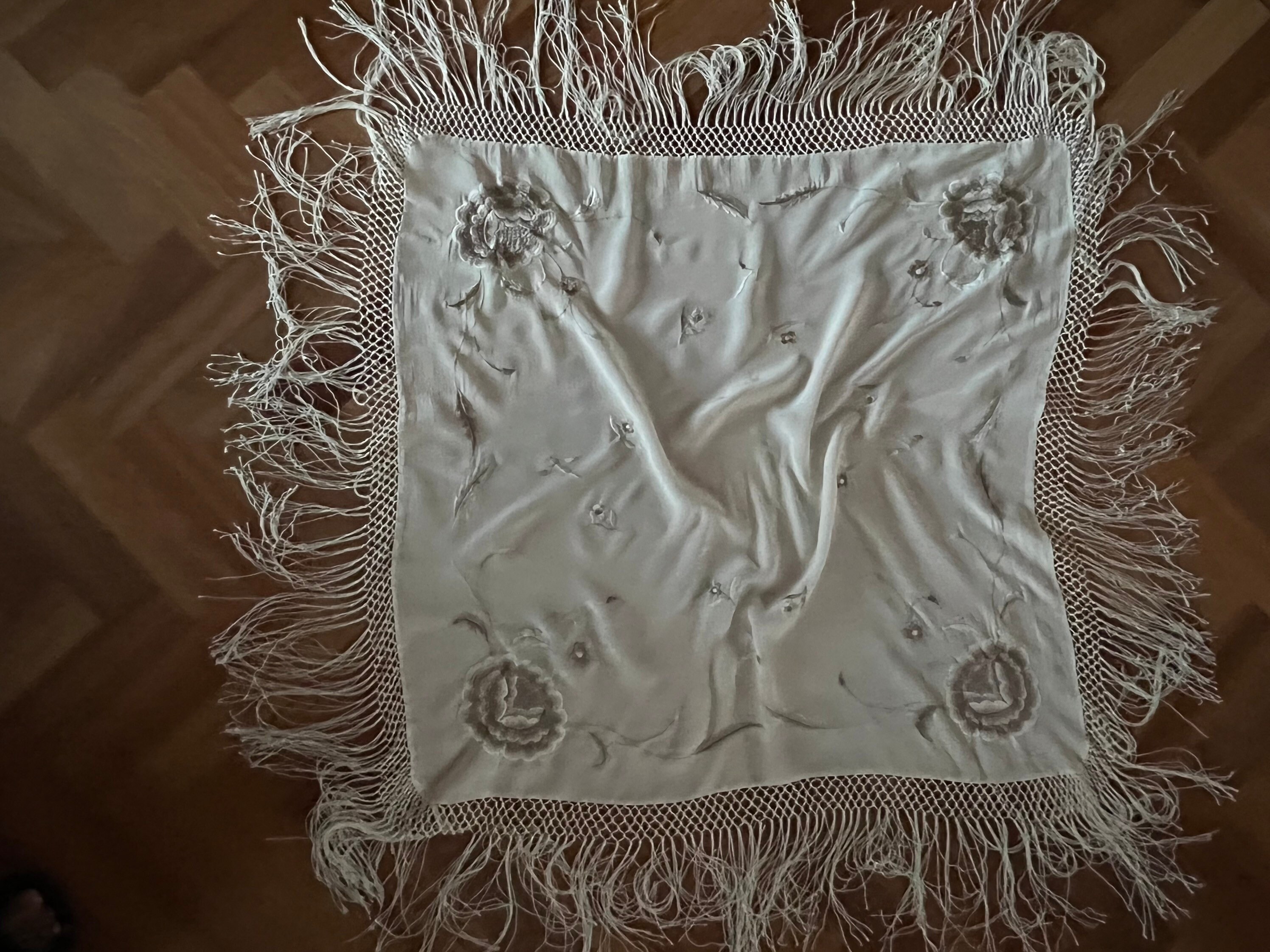Machine Embroidered Silk Shawl - Etsy