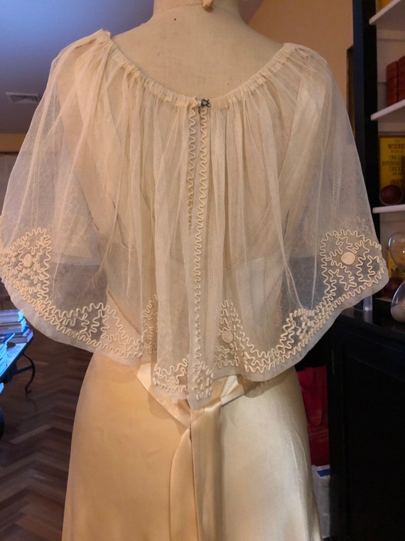 1930s cornelli work on tulle cape - Gem