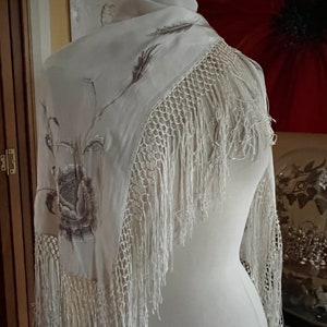 Machine Embroidered Silk Shawl - Etsy