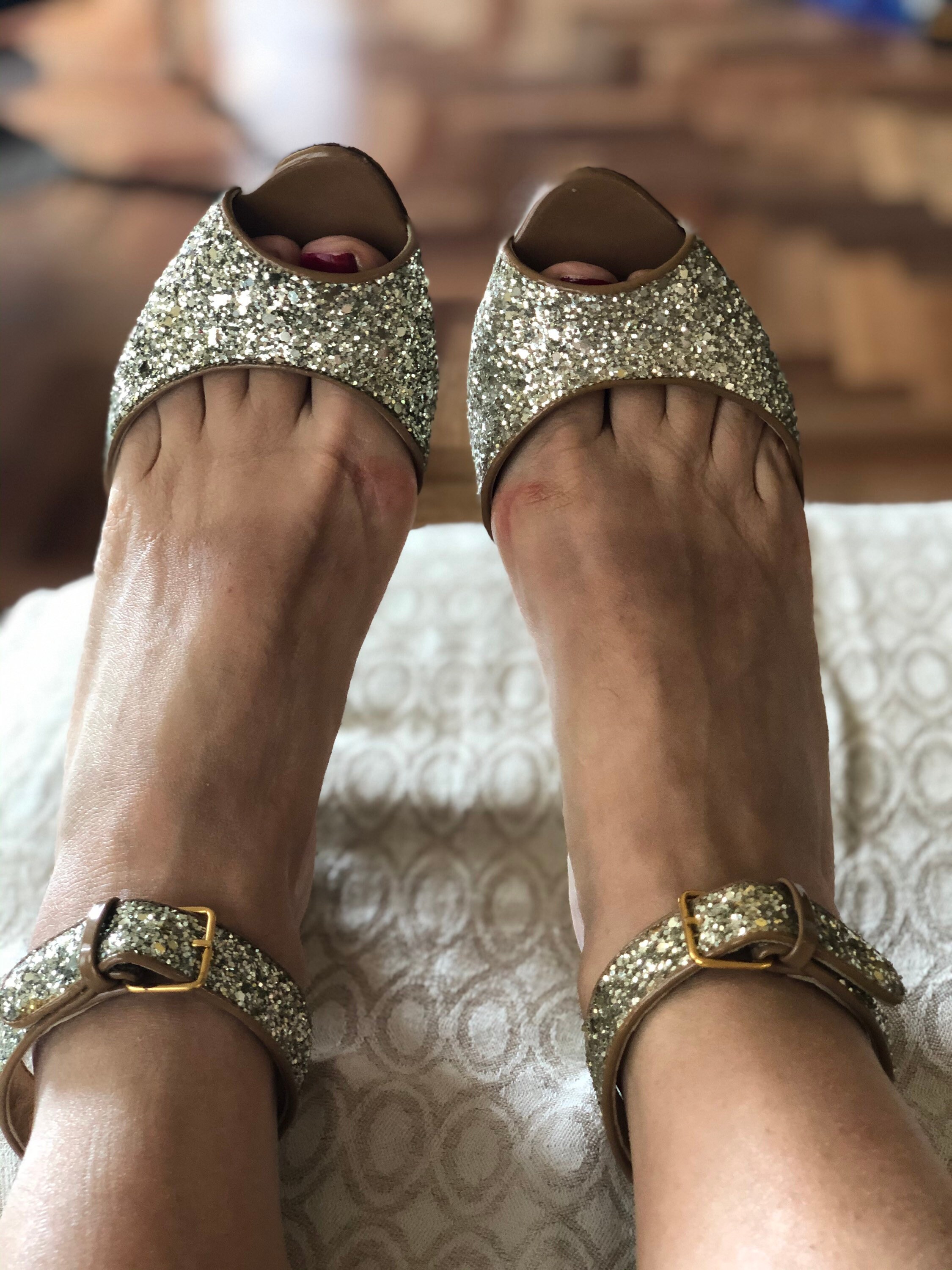 Silver glitter and nude colour designer evening wedges | Etsy