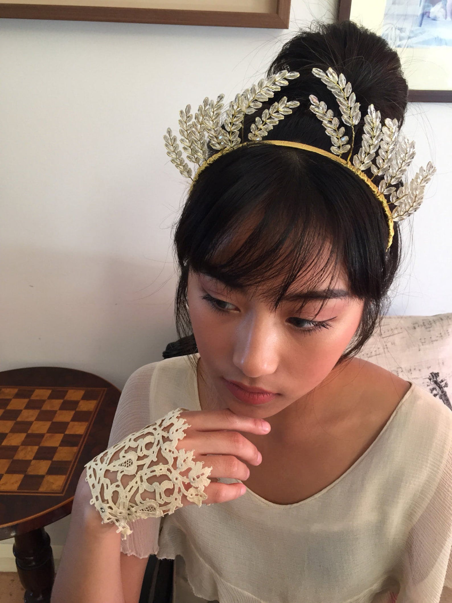 Handmade Vintage Beads Wheat Sheaf Tiara Headpiece Wedding or Races ...