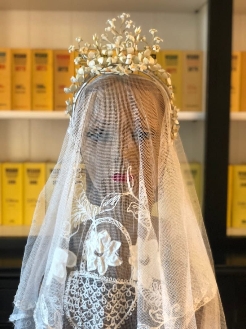 1920s Wax and Linen Bridal Tiara - Etsy