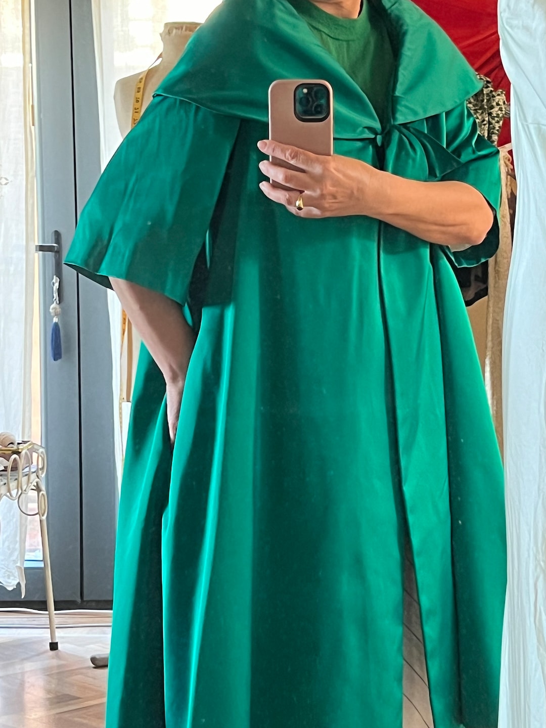 1950s Emerald Green Satin Swing Opera Coat - Etsy