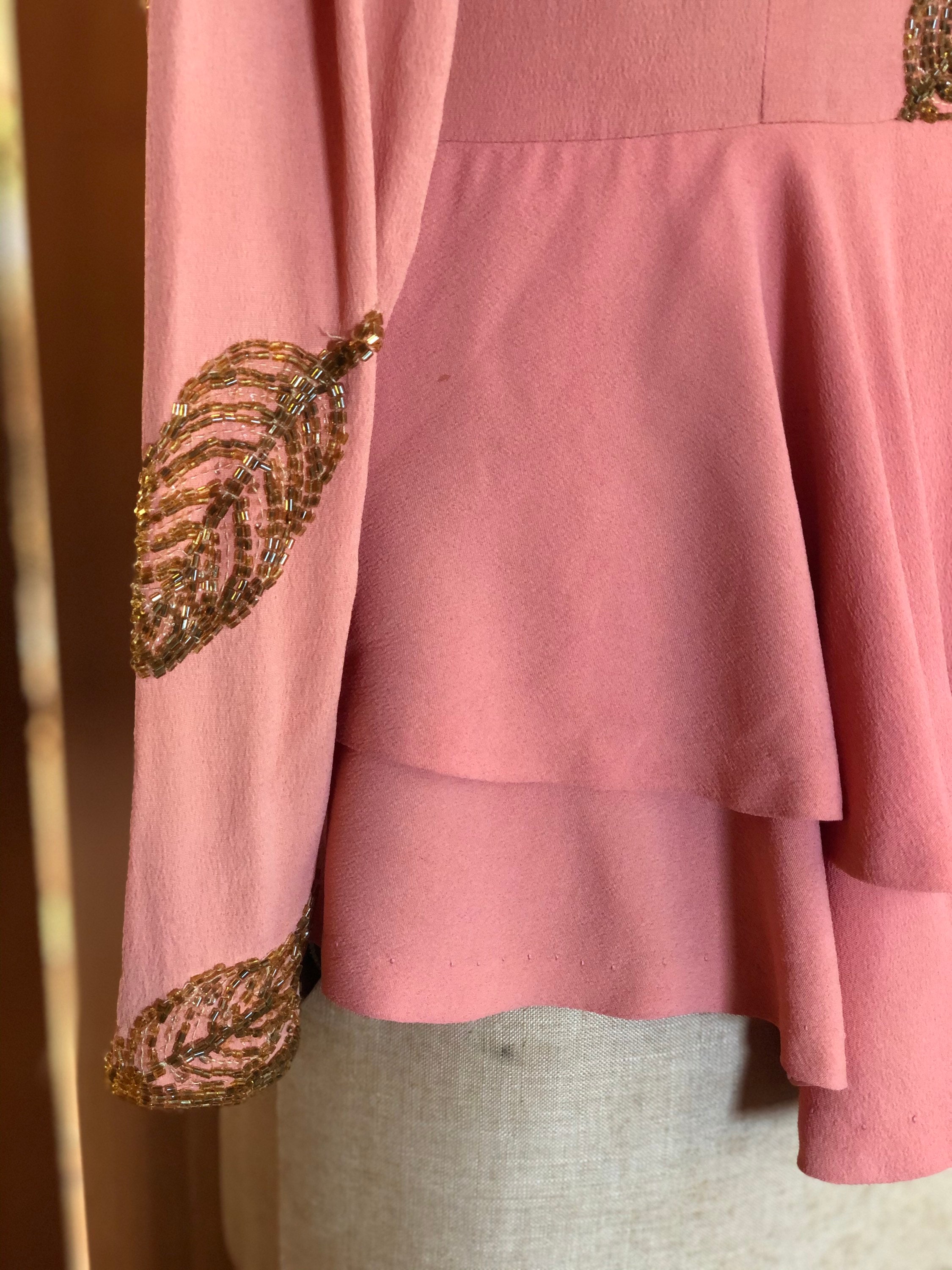 1940s Dusty Pink Beaded Crepe Top. - Etsy