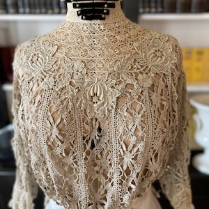 Edwardian Ecru Mixed Lace Blouse With Velvet Trim - Etsy