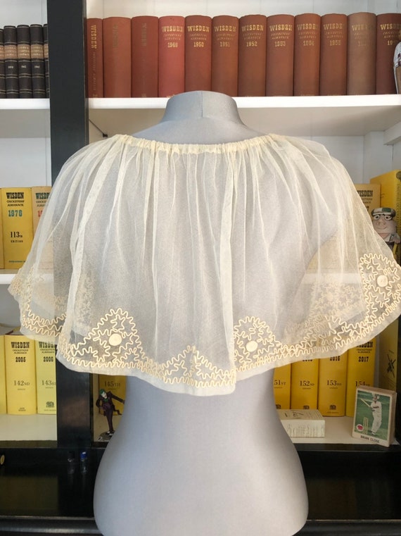 1930s cornelli work on tulle cape - Gem