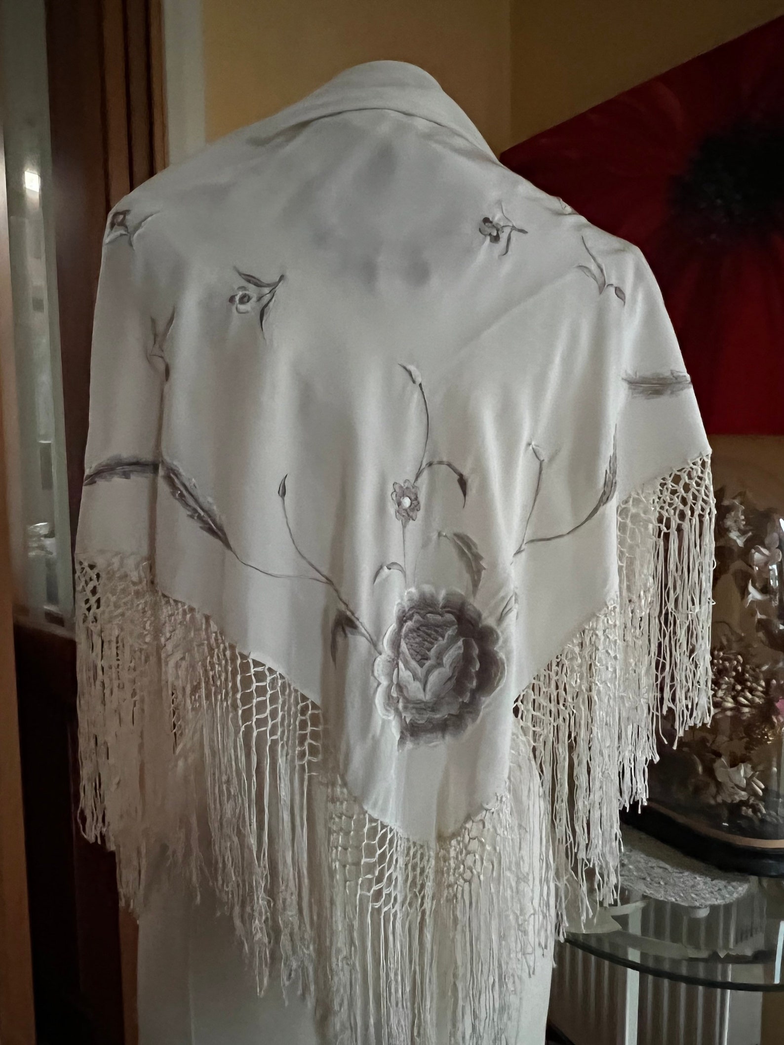 Machine Embroidered Silk Shawl - Etsy