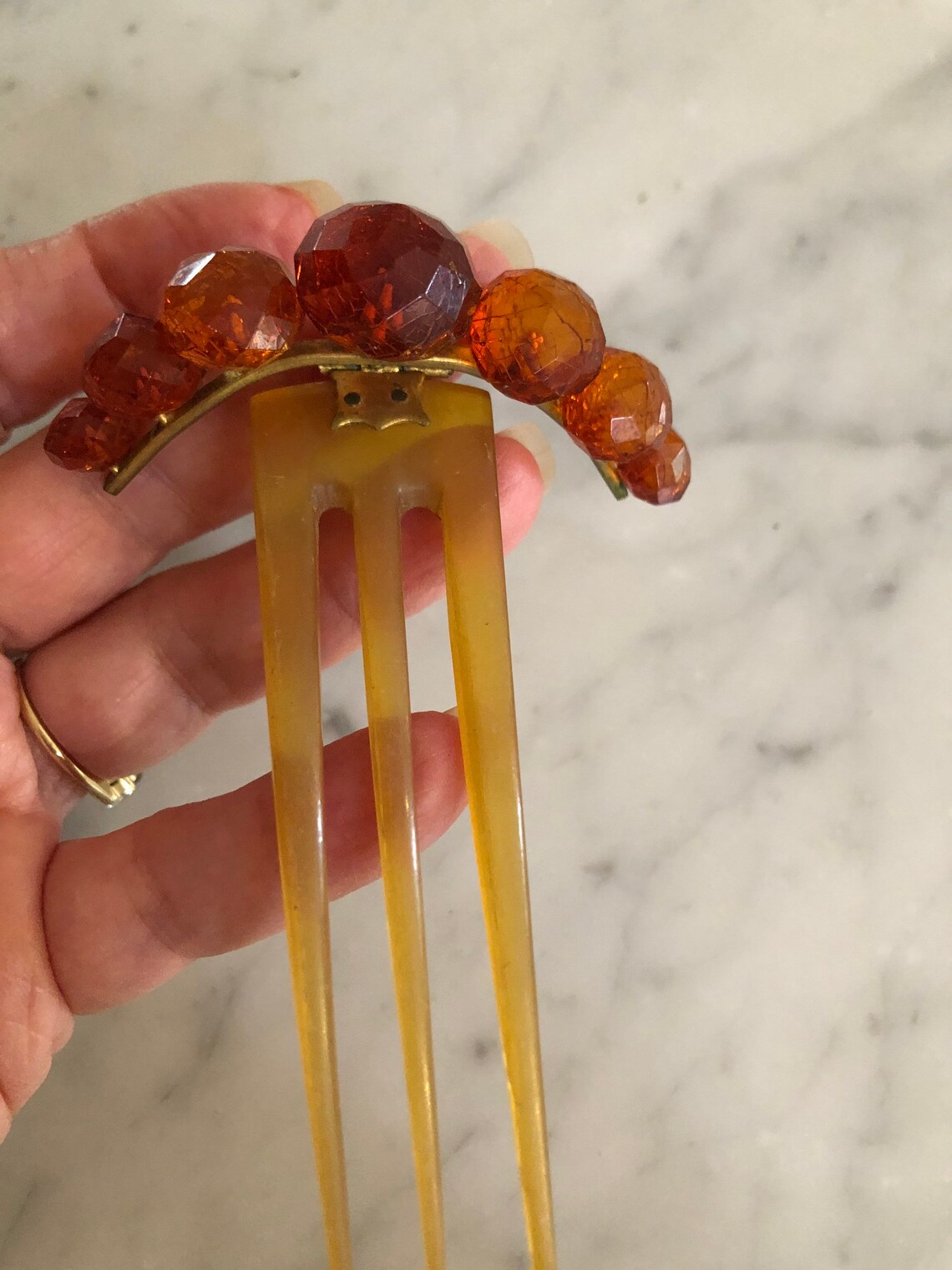Hinged Faux Faceted Amber Hair Comb - Etsy