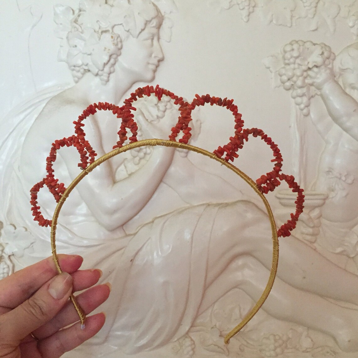 Hand Made Antique Coral Tiara Headpiece for Wedding Races or - Etsy