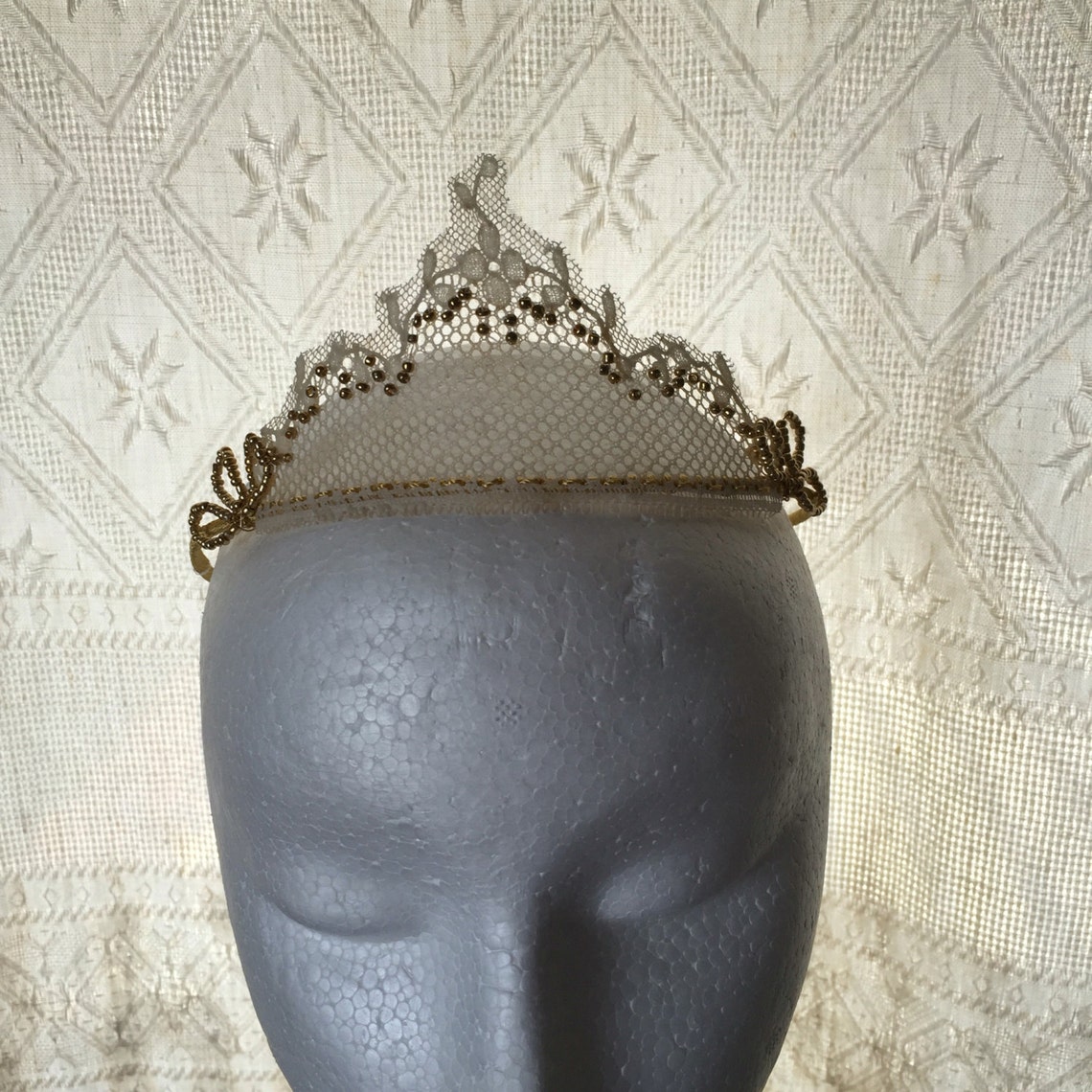Handmade Antique Embroidered Beaded Lace Tiaras. Wedding or Races ...