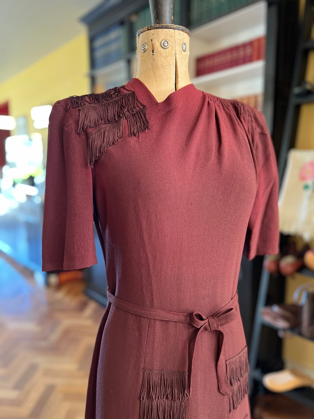 1940s Miss Crepe Dress With Ruching and Fringe Decoration - Etsy
