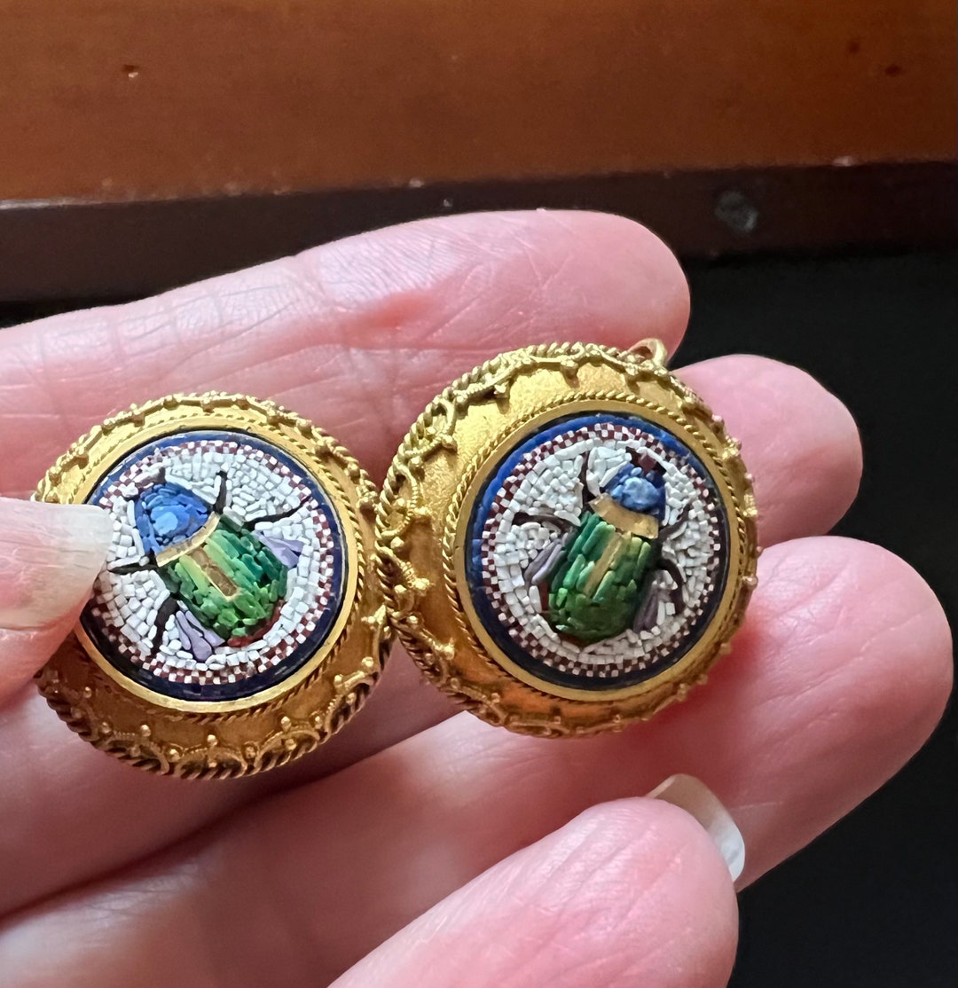 Antique Micro Mosaic Bug Earrings - Etsy