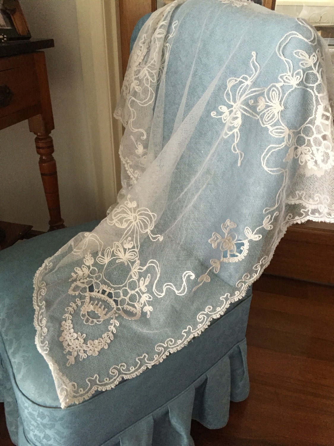 1920s Embroidered Cornelli Work Cotton Tulle Wedding - Etsy